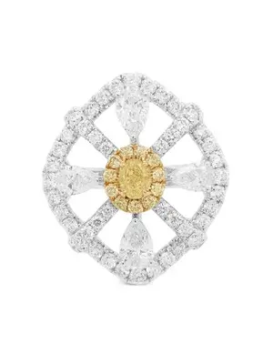 HYT JEWELRY 18kt White Gold Yellow Diamond Ring - Silver