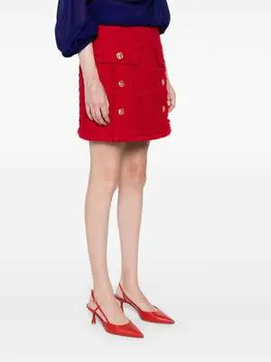 Versace Heritage Tweed Mini Skirt - Red