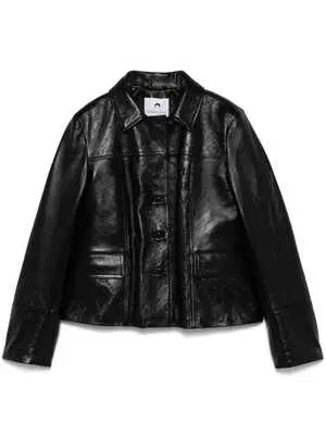 MARINE SERRE Moonogram-embossed Leather Jacket