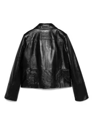 MARINE SERRE Moonogram-embossed Leather Jacket