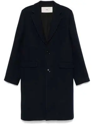 Ami Wool Single-breasted Coat - Blue