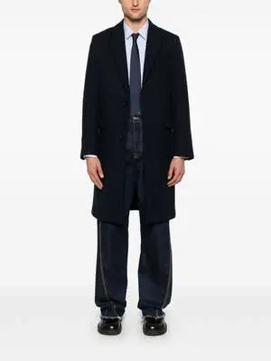 Ami Wool Single-breasted Coat - Blue
