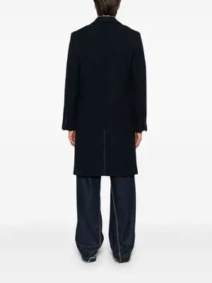 Ami Wool Single-breasted Coat - Blue