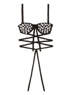 Alanui Check-pattern Crochet Bra