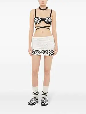 Alanui Check-pattern Crochet Bra