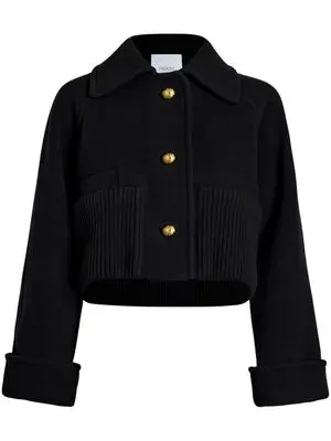 PATOU Rib-waist Cropped Coat - Black