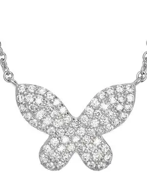 JEWELS AFICIONADO 18kt White Gold Diamond Butterfly Necklace
