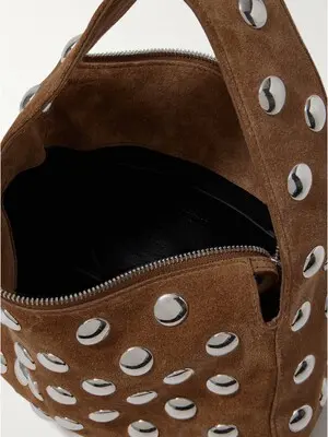 Khaite Elena Small Studded Suede Shoulder Bag - Brown