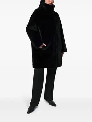 Apparis High-neck Faux Fur Coat - Black