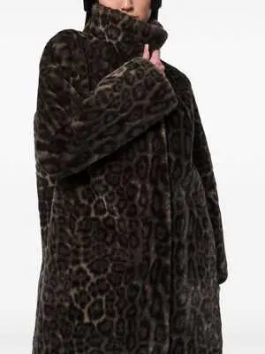 Apparis Leopard Print Faux Fur Coat - Brown