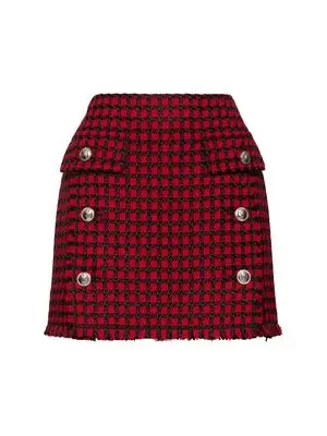 Versace VERSACE Wool Blend Tweed Mini Skirt - Red,black