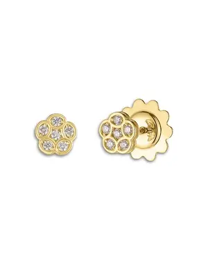 Roberto Coin 18k Yellow Diamond Flower Stud Earrings - Gold