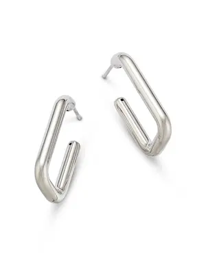 Aqua Bloomingdale's Fine Collection Rectangle J Hoop Earrings - Silver