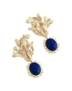 ANABEL ARAM Lapis Oval Bead Drop Earrings