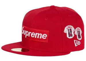 Supreme Jerseys Box Logo New Era Fitted Hat Red