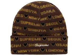 Supreme Hearts Beanie - Brown