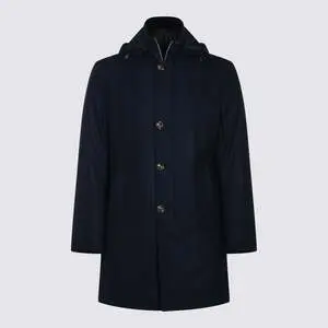 MONTECORE Wool Coat With Hood - Blue