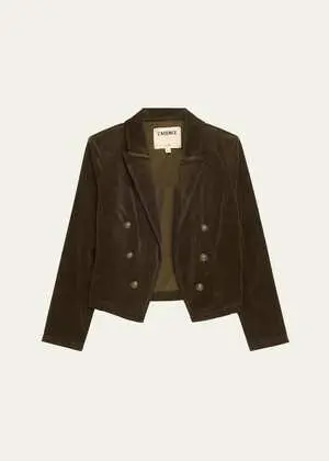 L'AGENCE Wayne Cropped Velvet Jacket