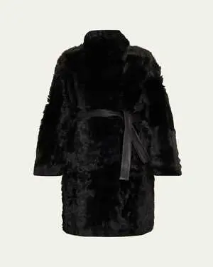 YVES SALOMON Toscana Shearling Lamb Coat - Noir