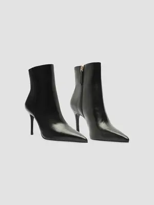 Schutz Mikki 85mm Leather Stiletto Booties - Black