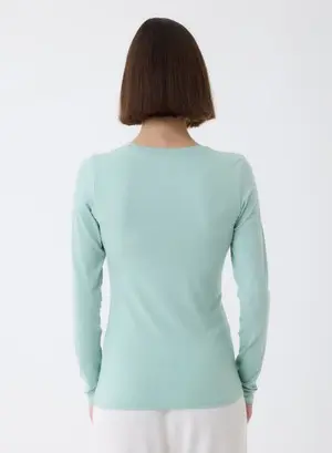 Majestic Filatures Soft Touch Long Sleeve Crewneck T-shirt - Aqua