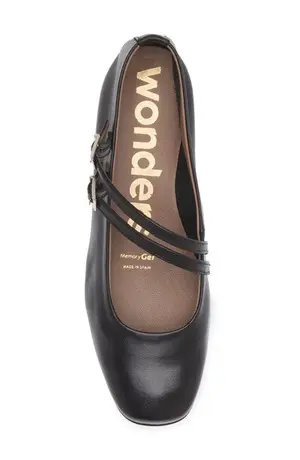 WONDERS Asymmetric Strap Flat - Black Leather