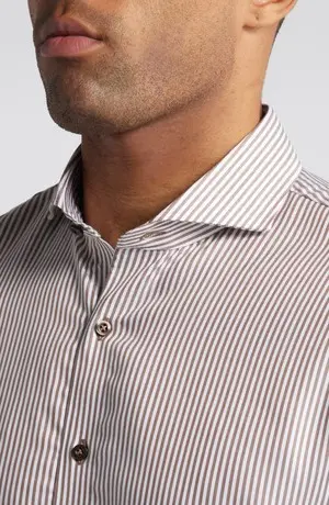 Johnnie-o Stripe Button-up Shirt - Coffee