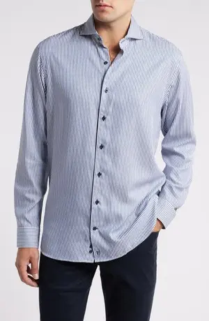 Johnnie-o Stripe Button-up Shirt - Wake