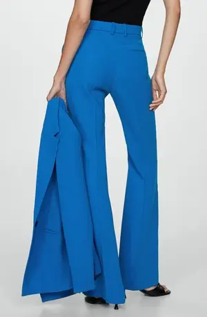 Mango Wide Leg Trousers - Blue
