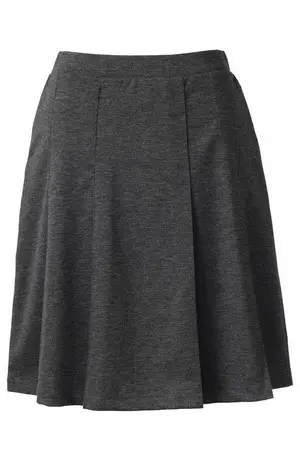 LANDS' END Ponte Pleat Skirt - Charcoal Heather