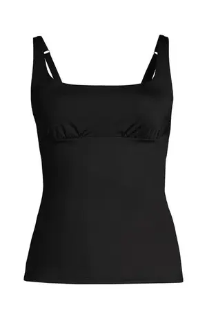 LANDS' END Square Neck Underwire Tankini Top - Black