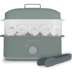 ZADRO Countertop Towel Steamer With Tongs - Dark Green