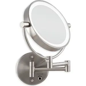 ZADRO Lighted Wall Mounted Makeup Mirror With 10x/1x Magnification & Cordless - Satin Nickel