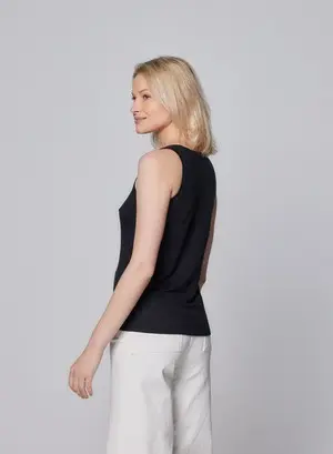 Majestic Filatures Stretch Linen Tank - Noir