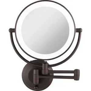 ZADRO Lighted Wall Mounted Makeup Mirror With 10x/1x Magnification & Extendable Arm - Oil-rubbed Bronze
