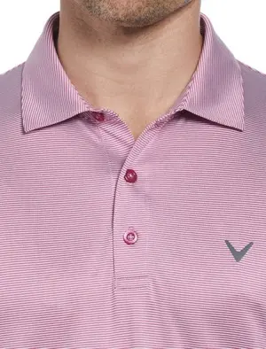 CALLAWAY Fine Line Striped Polo Shirt - Purple Orchid