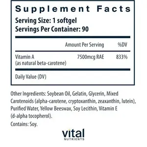 VITAL NUTRIENTS Natural Beta Carotene 90 Softgels
