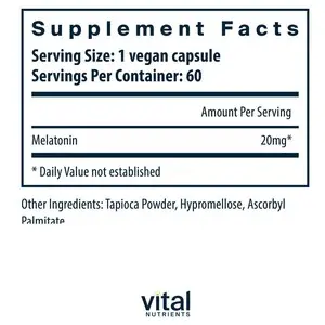 VITAL NUTRIENTS Melatonin 20mg 60 Capsules