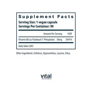 VITAL NUTRIENTS Pyridoxal-5-phosphate 50mg 90 Capsules