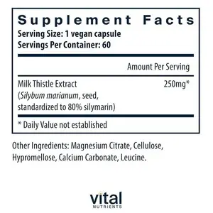 VITAL NUTRIENTS Milk Thistle Extract 250mg 60 Capsules
