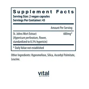VITAL NUTRIENTS St. Johns Wort 0.3 Pct Standardized Extract 90 Capsules
