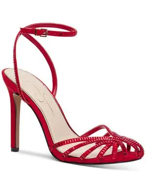 Jessica Simpson Jileta Womens Shimmer Adjustable Dress Heels - Red