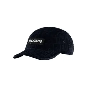 Supreme Velvet Pattern Camp Cap - Black