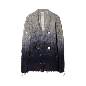 Off-White Distressed Mohair Cardigan