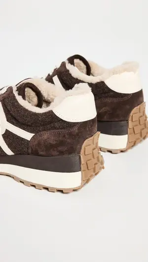Veronica Beard Valentina Shearling Sneakers - Espresso
