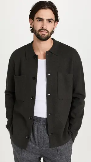Nn07 Jonas Full Button Sweater - Dark Army