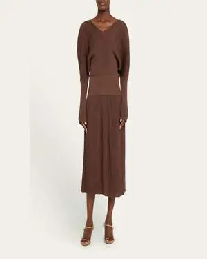 Lafayette 148 New York Ribbed Shimmer Dolman-sleeve Sweater
