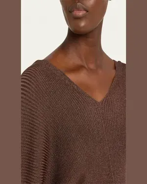 Lafayette 148 New York Ribbed Shimmer Dolman-sleeve Sweater