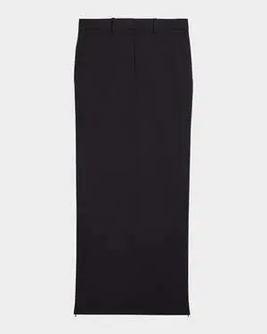 Helmut Lang Zipped Wool Maxi Skirt - Light Brown