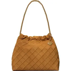 Tory Burch Fleming Soft Suede Hobo Bag - Chicory Brown